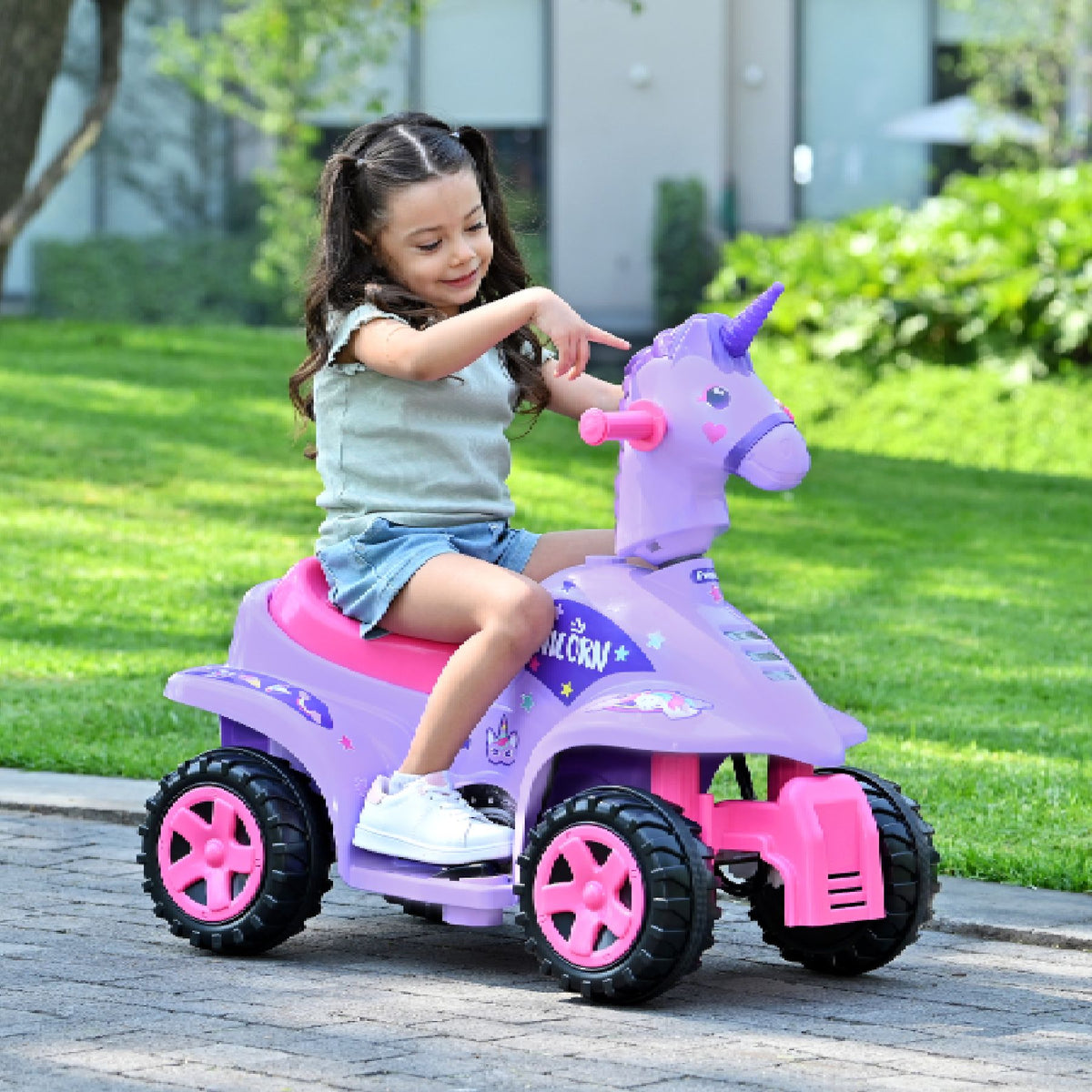 Moto Eléctrica Prinsel Mini Quad Unicornio Lila